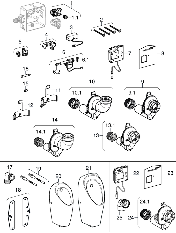 Pièces détachées pour : Kits d’installation pour commande d’urinoir à ...