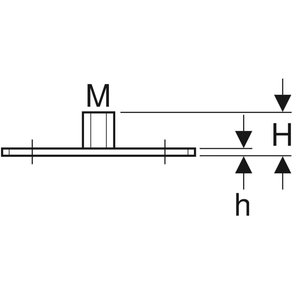 Geberit base plate, rectangular, two-hole, with threaded socket M8 / M10