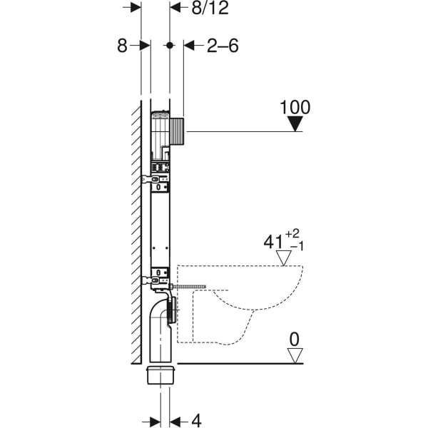 Geberit Kombifix element for wall-hung WC, 109 cm, with Alpha concealed ...
