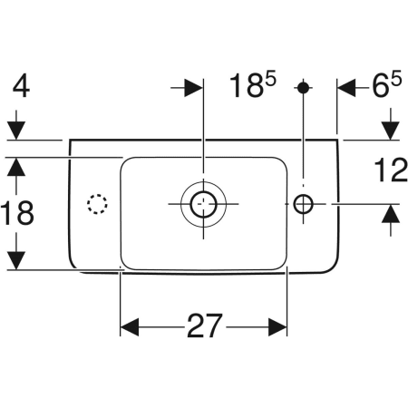 Geberit Selnova Compact handrinse basin, small projection, with shelf ...